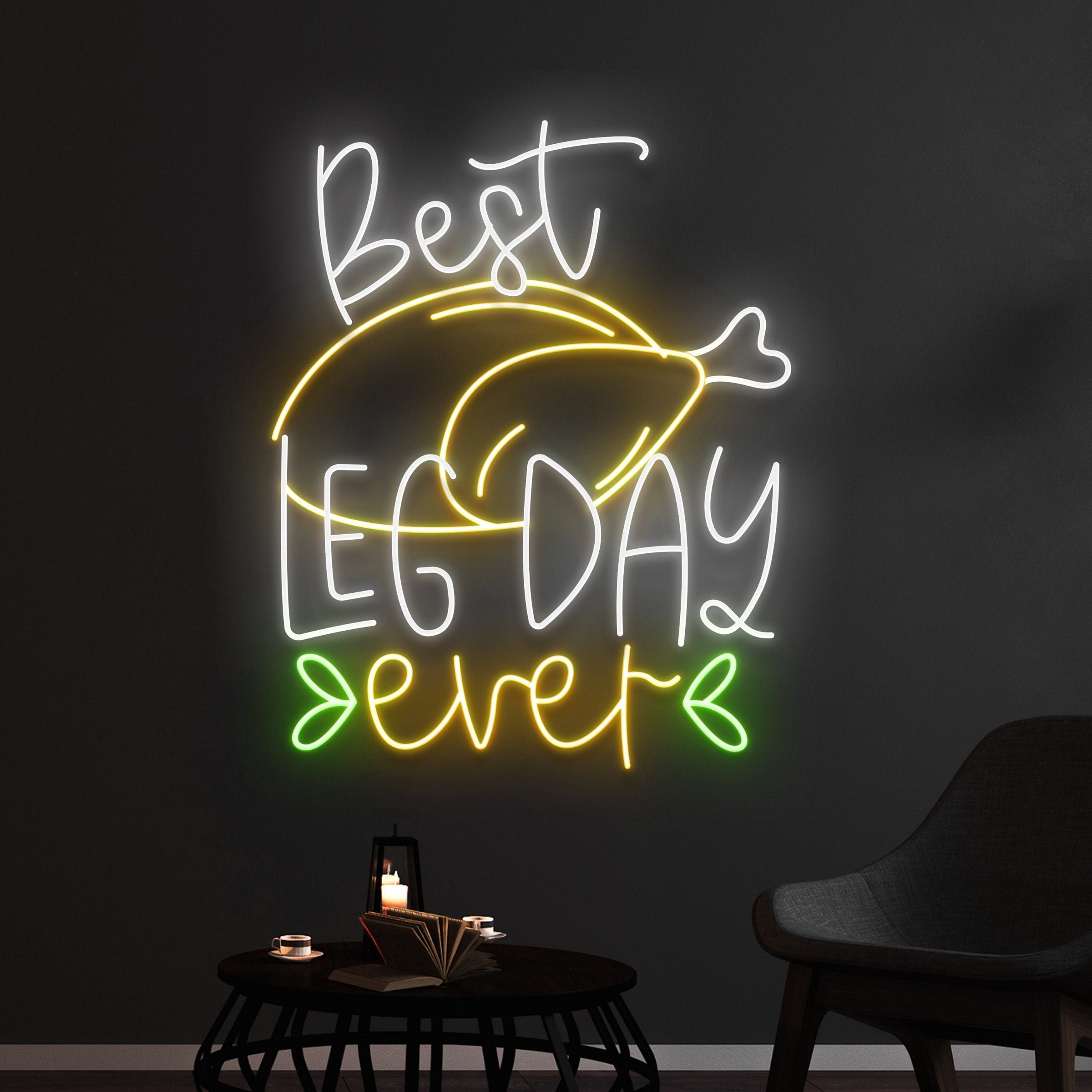 Handmadetneonsign Best Leg Day Ever Turkey Leg Workout Neon Sign ...