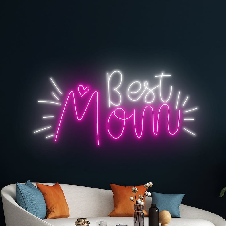 Handmadetneonsign Best Mom Neon Sign, Happy Mother's Day Wall Decor ...