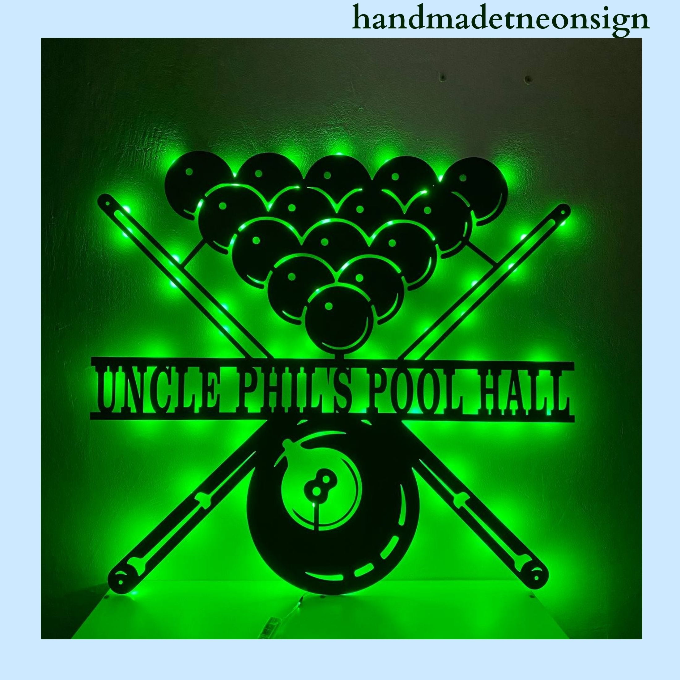 Handmadetneonsign Billiard Metal Sign, Billiard Ball Metal Wall Art ...