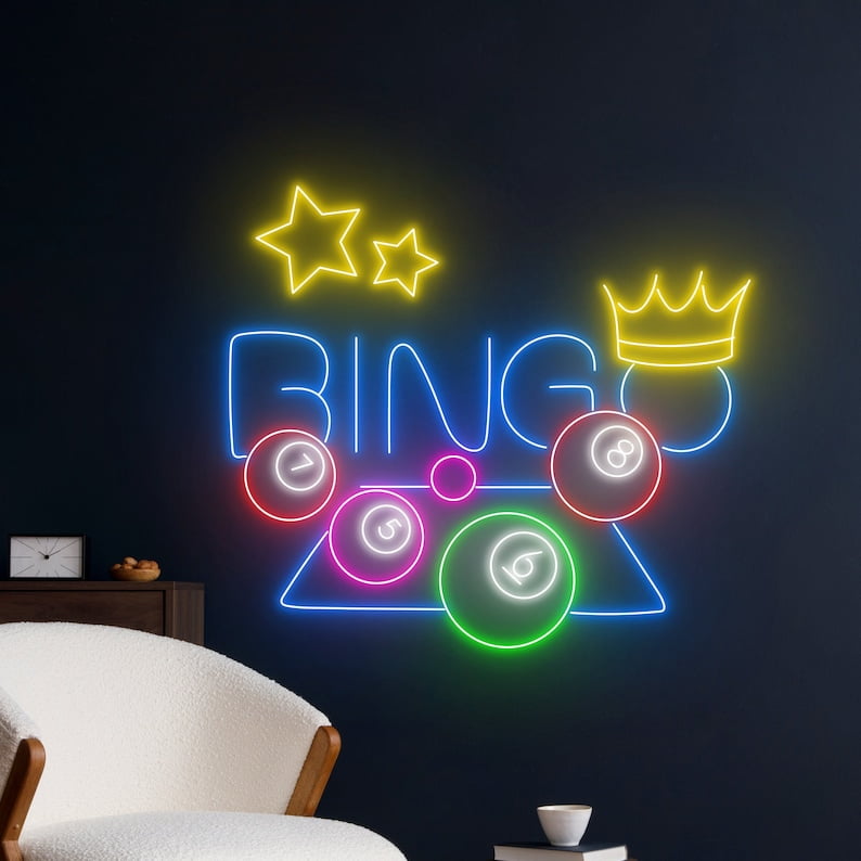 Handmadetneonsign Bingo Light Neon Sign, Bingo Neon Led Light Art Decor ...
