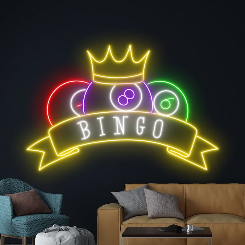Handmadetneonsign Bingo Neon Sign, Bingo Game Player Wall Art Decor ...