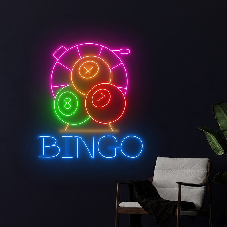 Handmadetneonsign Bingo Neon Sign, Bingo Game Room Neon Led Light Art ...