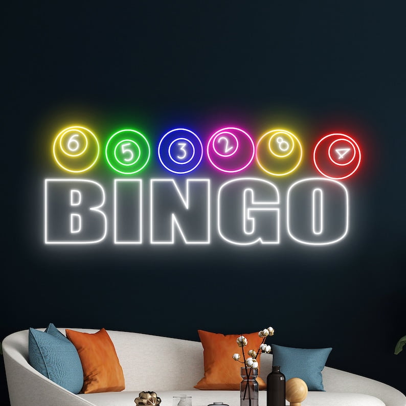 Handmadetneonsign Bingo Neon Sign, Bingo Game Room Neon Led Light Wall ...