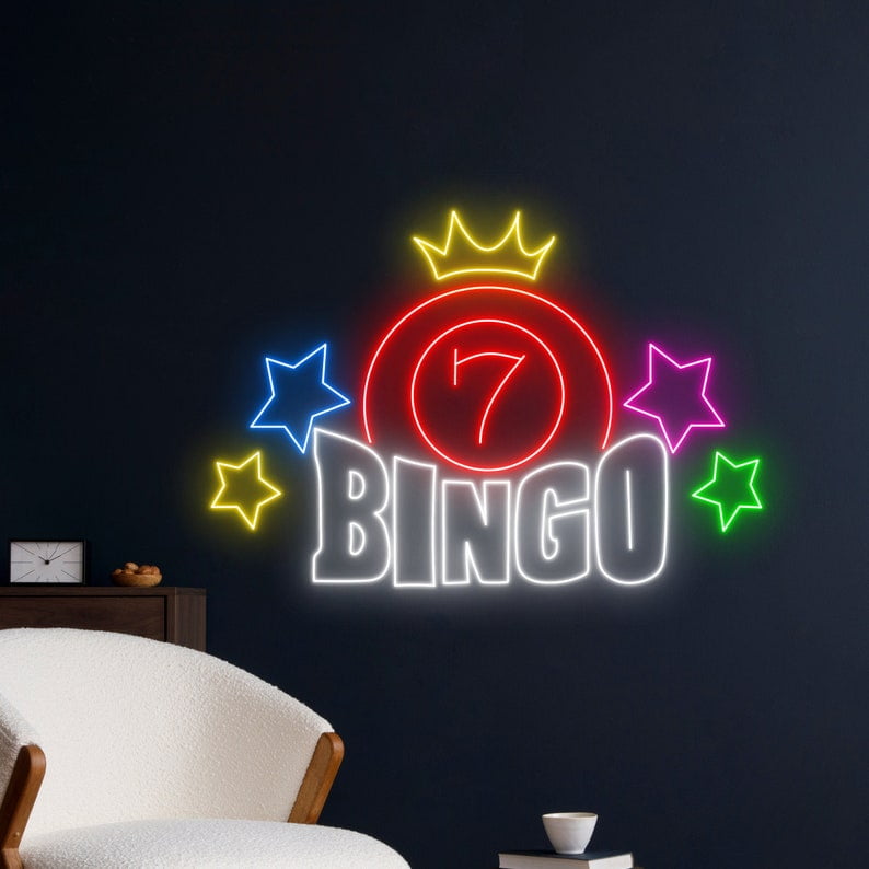Handmadetneonsign Bingo Neon Sign, Bingo Neon Led Brightness Wall Art ...