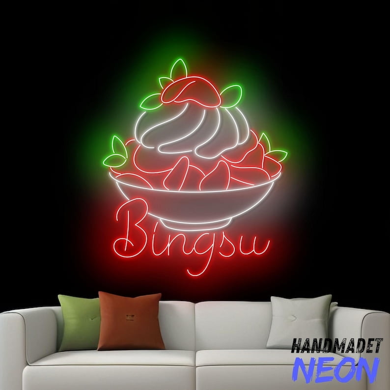 Handmadetneonsign Bingsu Neon Sign, Bingsu Shop LED Light, Bingsu Store ...