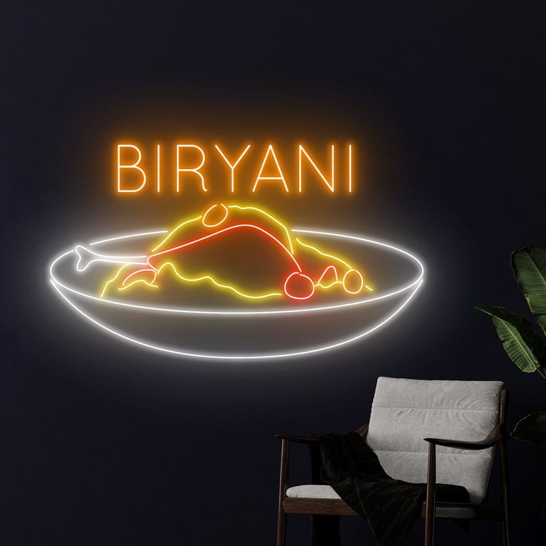 Handmadetneonsign Biryani Neon Sign, Biryani India Wall Art Decor ...