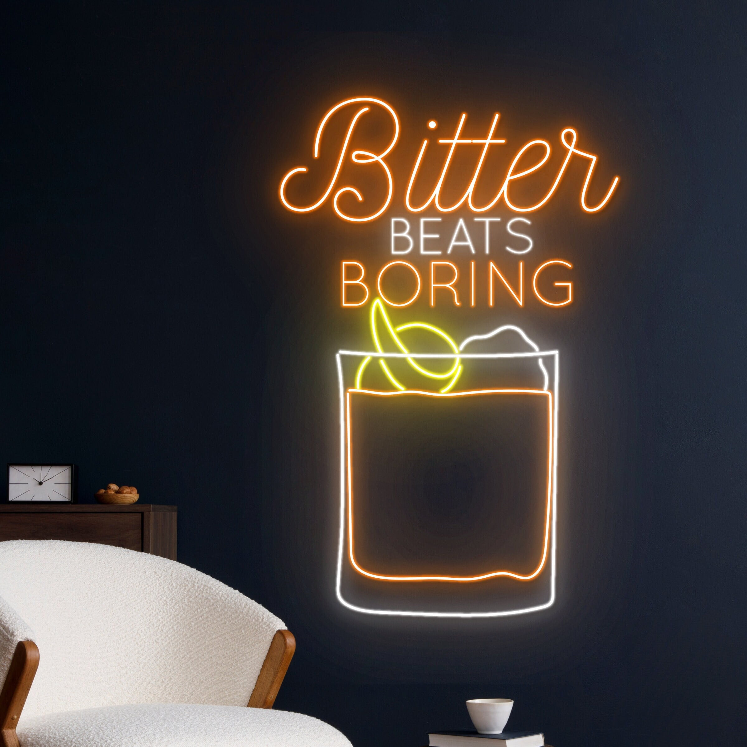 Handmadetneonsign Bitter Beats Boring Negroni Led Sign, Negroni Neon ...