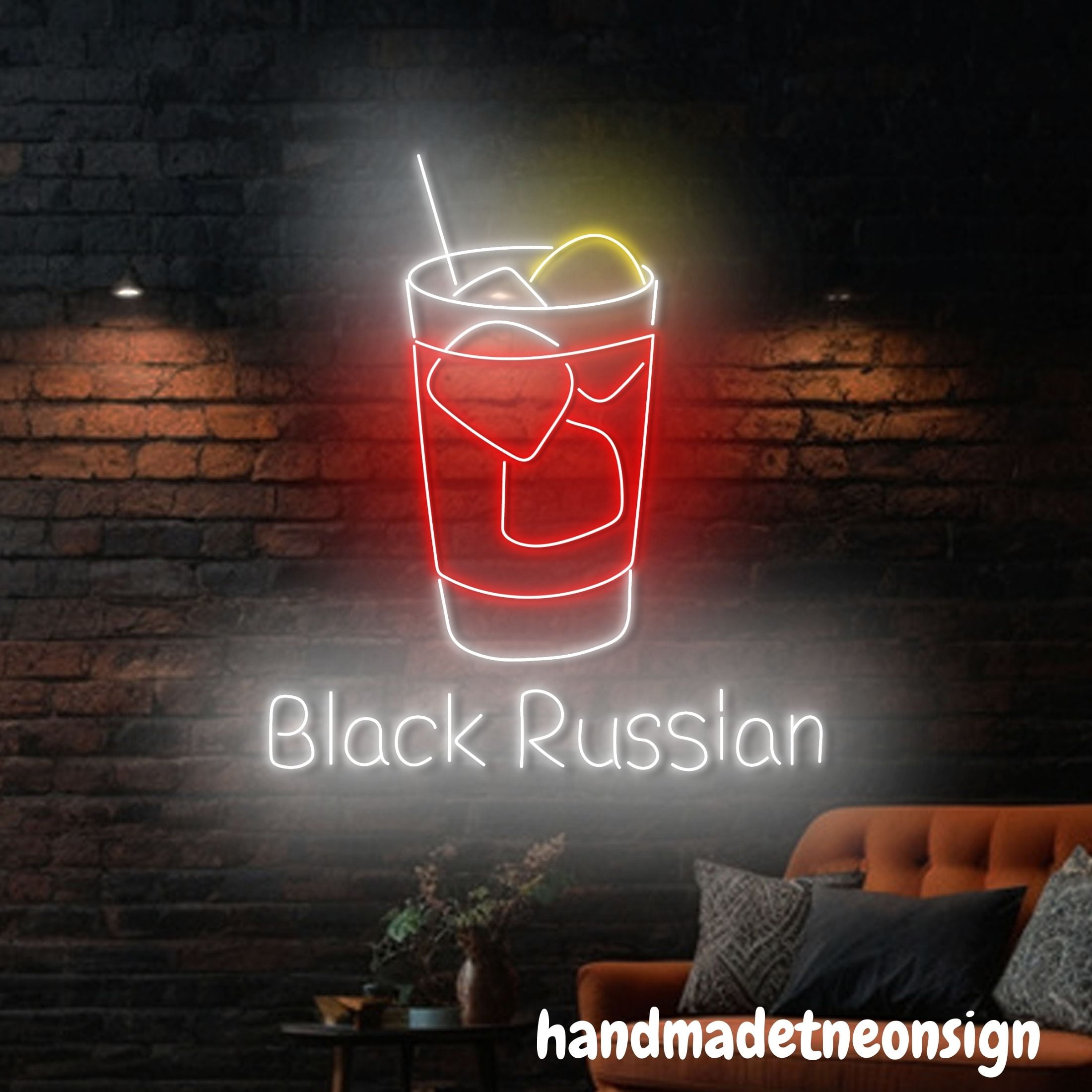Handmadetneonsign Black Russian Neon Sign, Black Russian Cocktail Wall ...