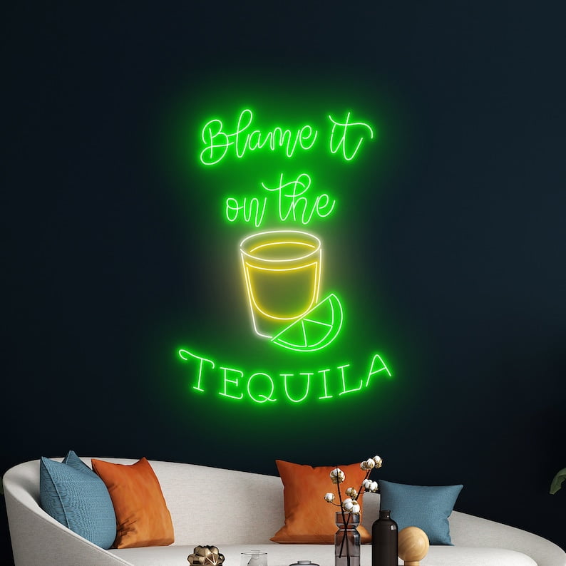 Handmadetneonsign Blame It On The Tequila Neon Sign, Tequila LED Light ...