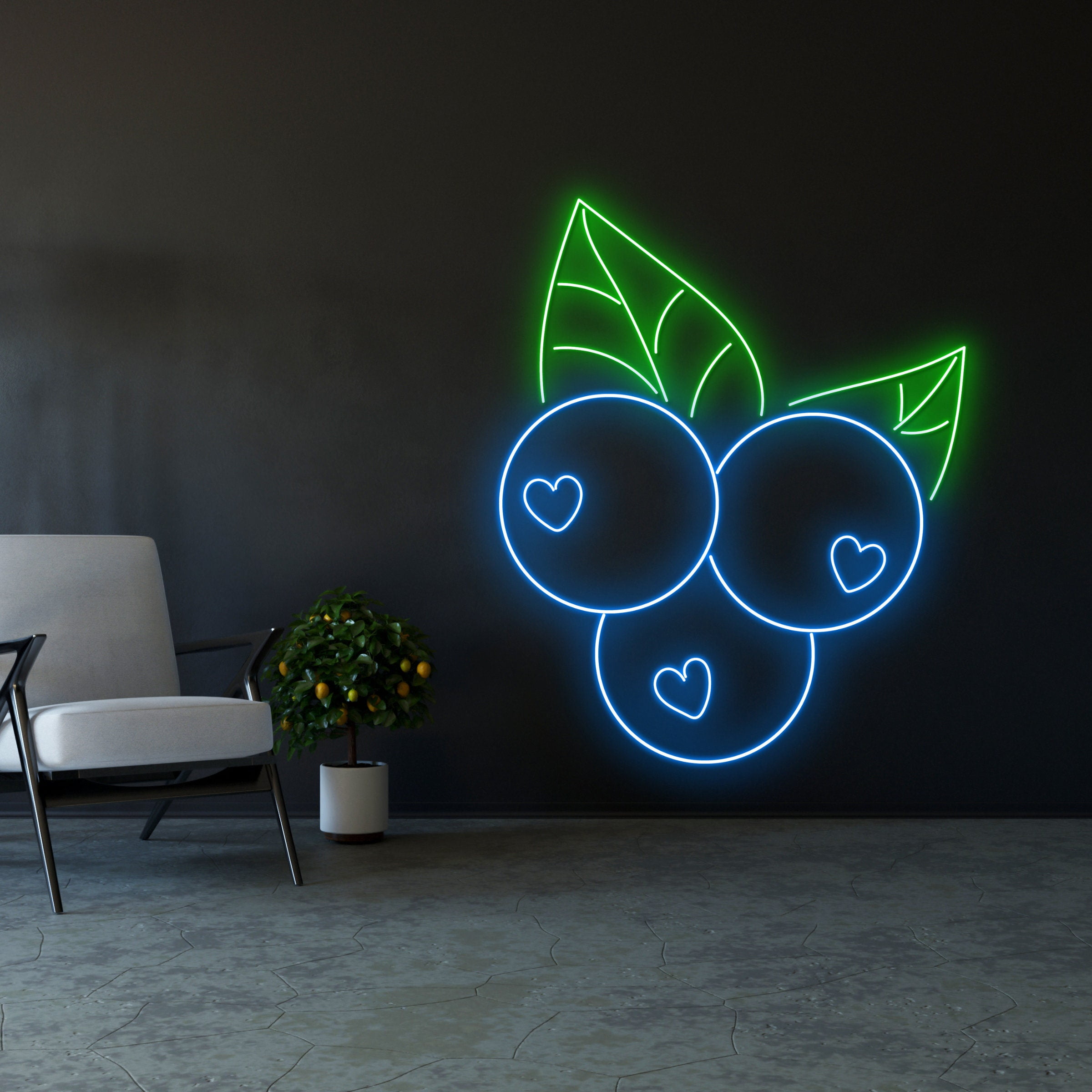 Handmadetneonsign Blueberry Neon Sign, Blueberry LED Sign, Berry Neon ...