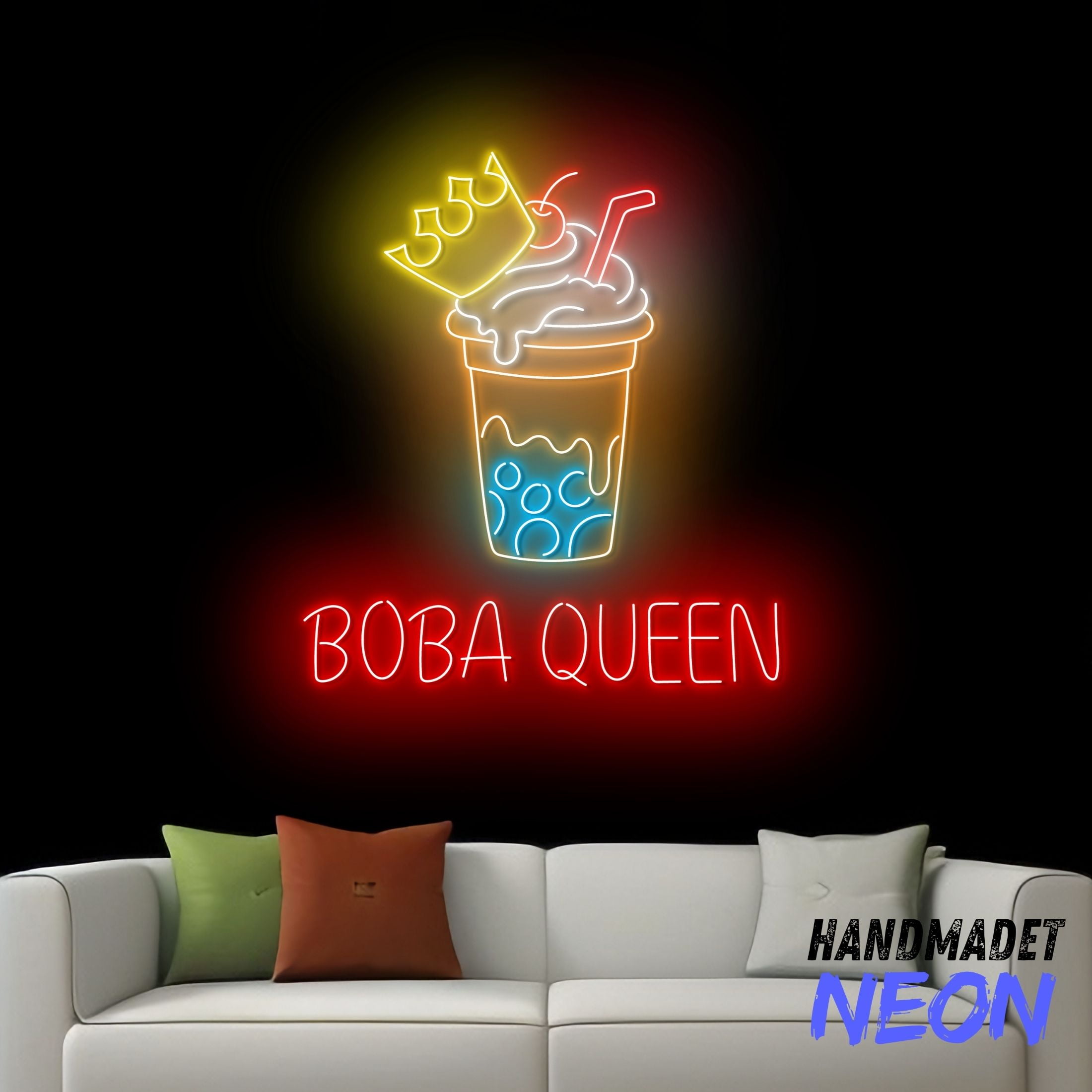 Handmadetneonsign Boba Queen Neon Sign, Bubble Tea Led Sign, Milk Tea ...
