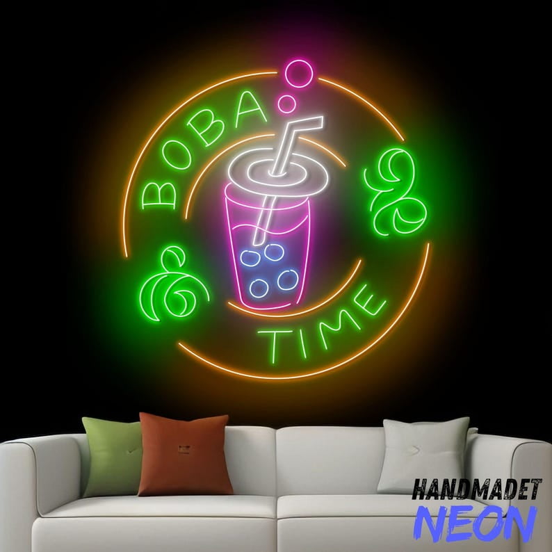 Handmadetneonsign Boba Time Neon Sign, Boba Tea Led Sign, Milk Tea Wall ...