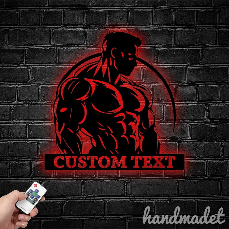 Handmadetneonsign Bodybuilder Metal Wall Art Light, Bodybuilder Metal ...