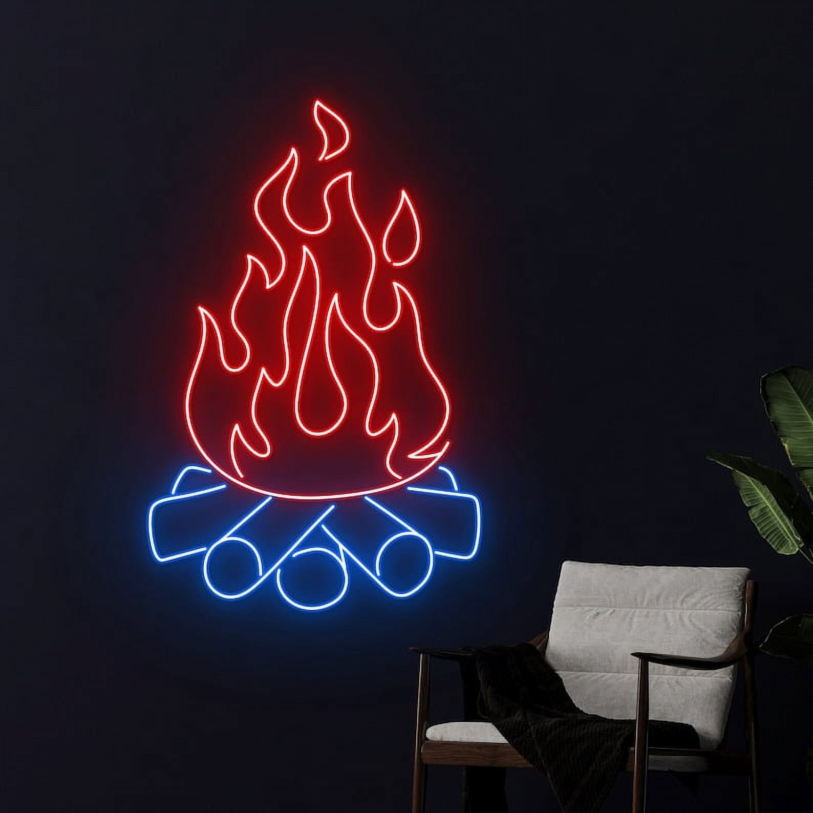 Handmadetneonsign Bonfire Neon Sign, Flame Neon Light, Fire Led Sign ...
