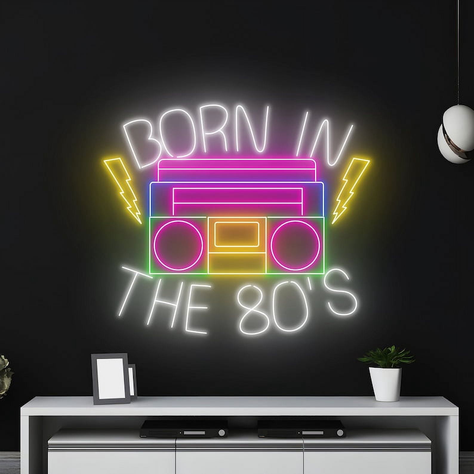 Handmadetneonsign Born In The 80's Neon Sign, Cassette Tape Light Art ...