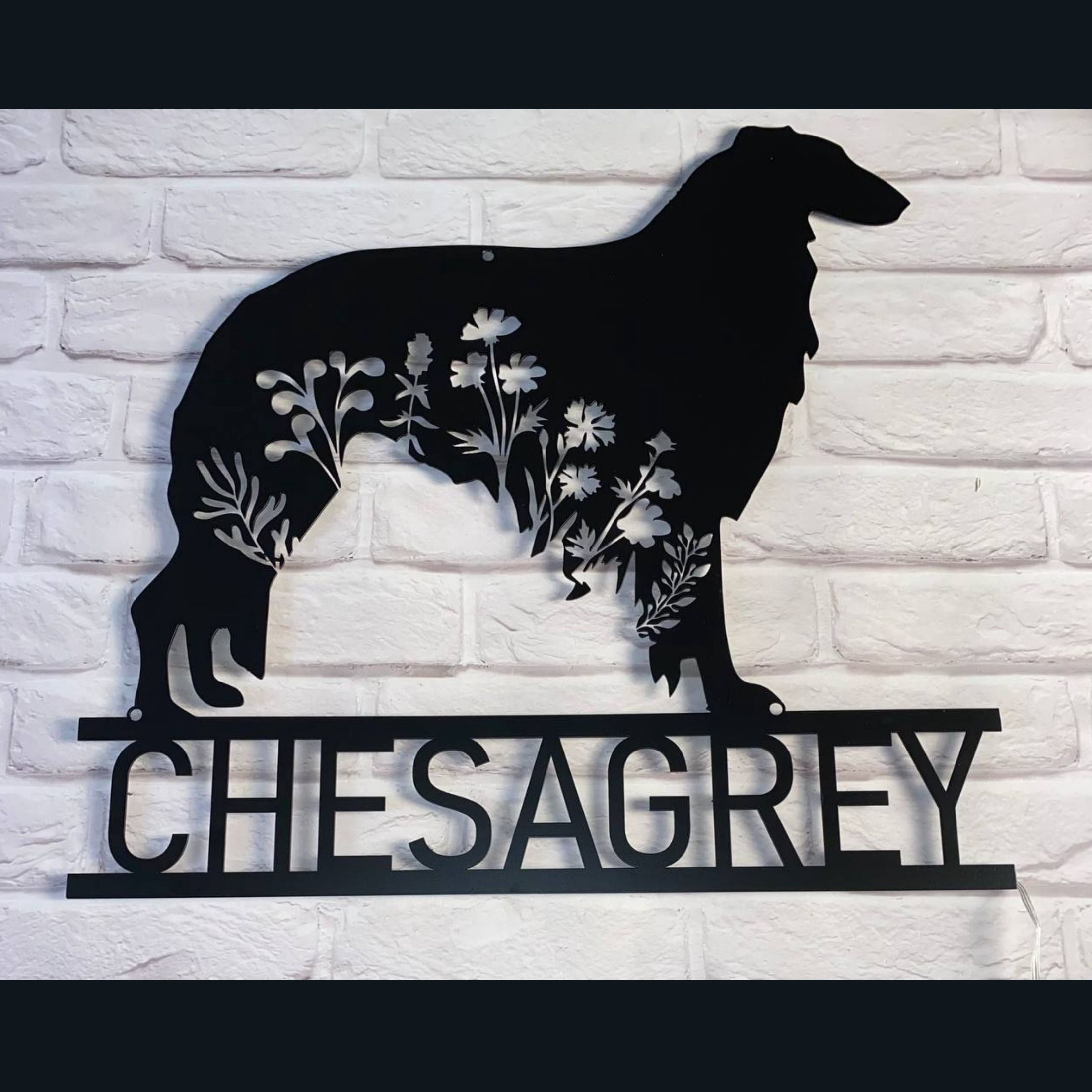 Handmadetneonsign Borzoi Metal Wall Art Light, Borzoi Metal Sign Wall ...