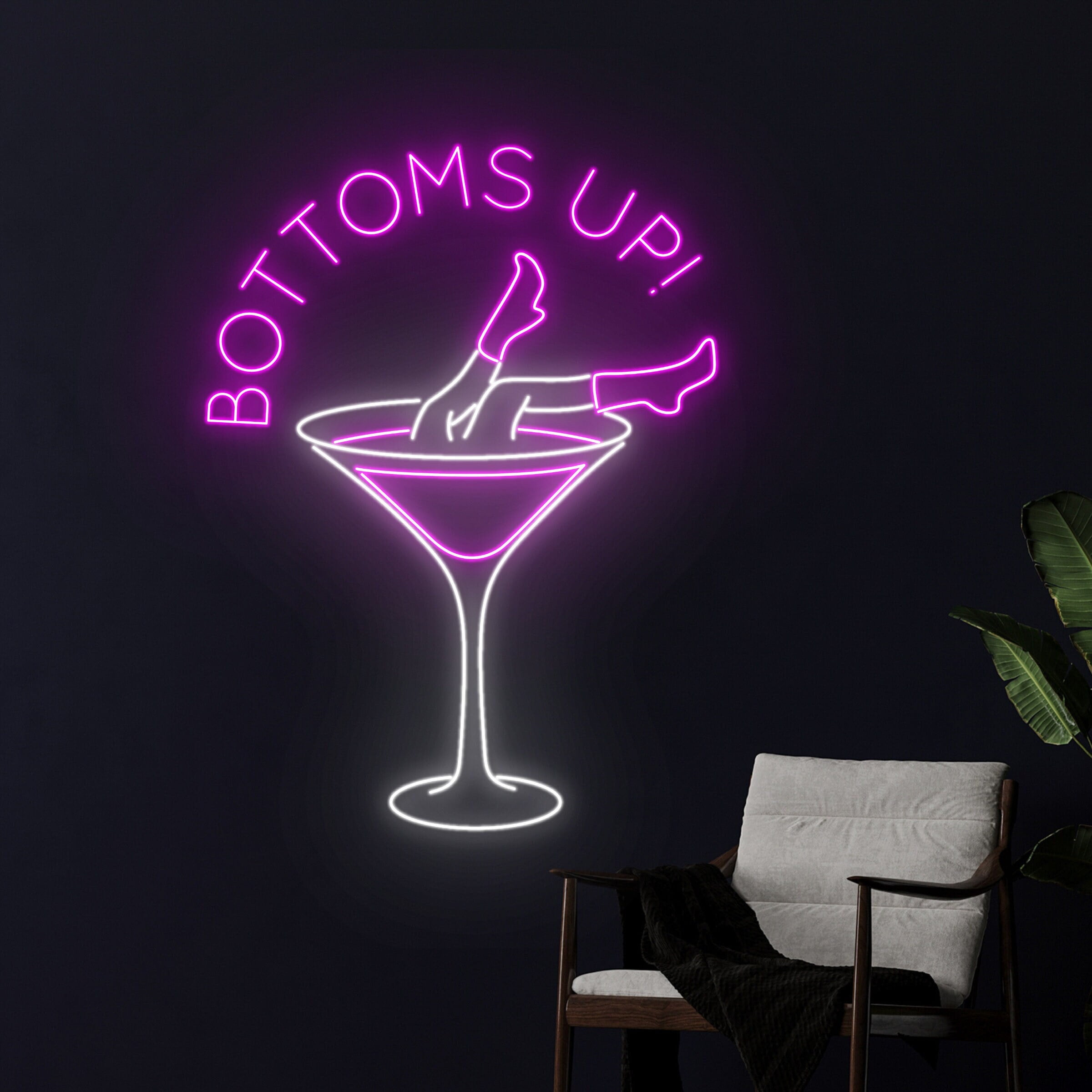Handmadetneonsign Bottoms Up Cowgirl Boots Martini Led Sign, Bottoms Up ...