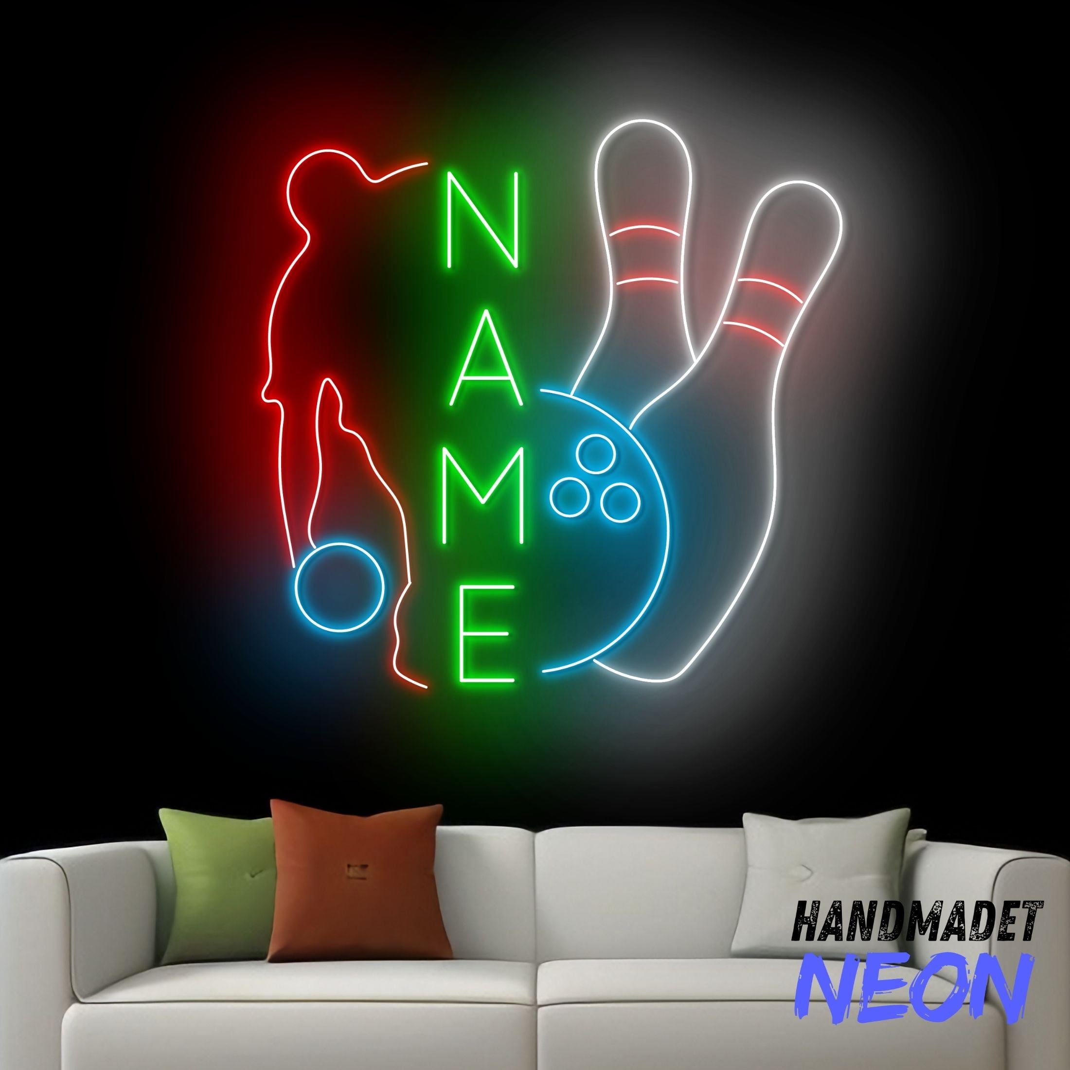 Handmadetneonsign Bowling Neon Sign, Bowling Player Name Led Sign ...