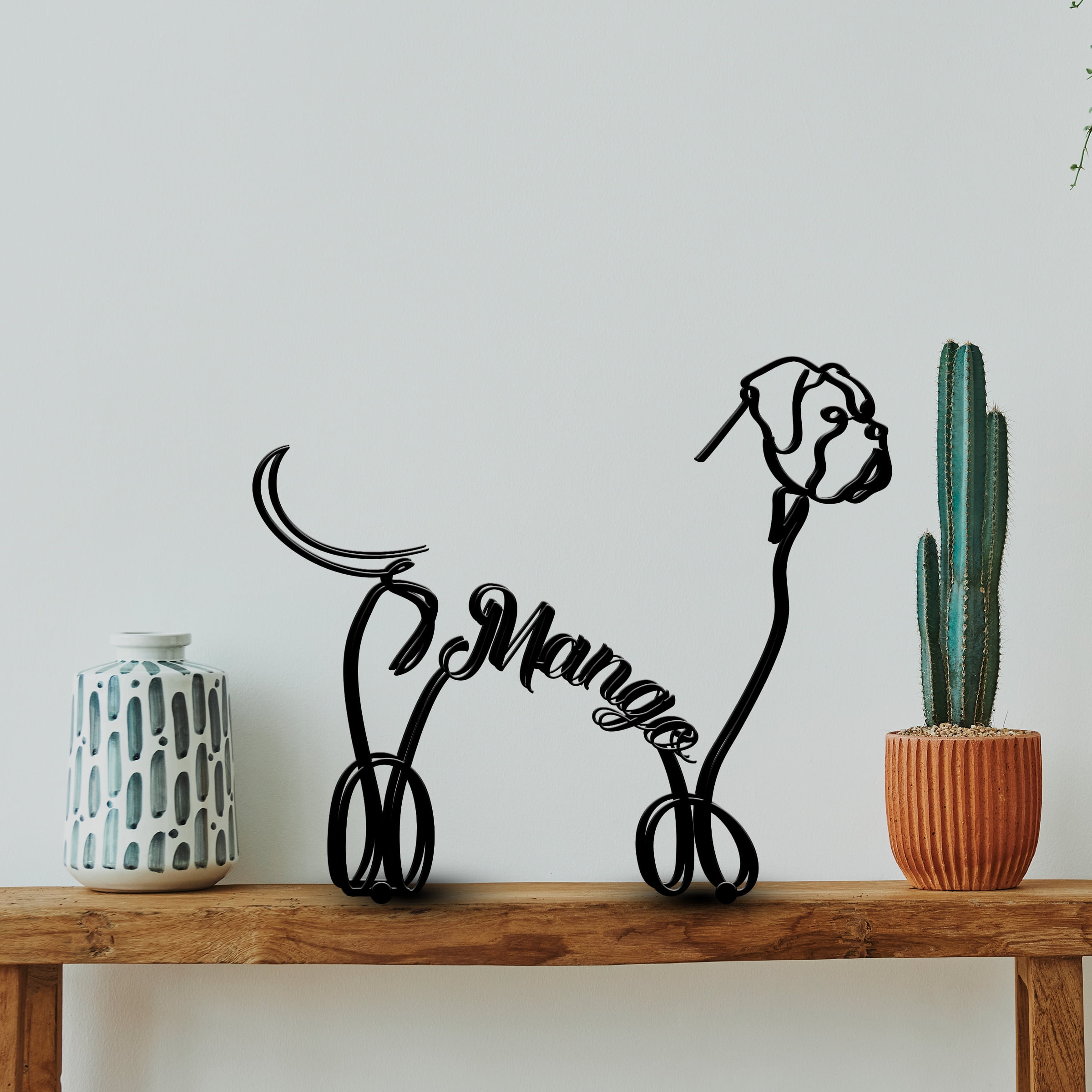 Handmadetneonsign Boxer Dog Metal Desk, Dog Pet Sculpture Statue, Boxer ...