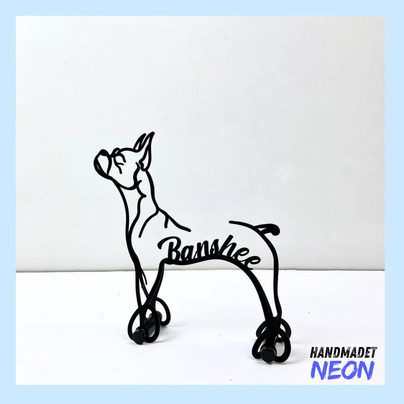 Handmadetneonsign Boxer Dog Minimalistic Metal Table Decor, Boxer Dog ...