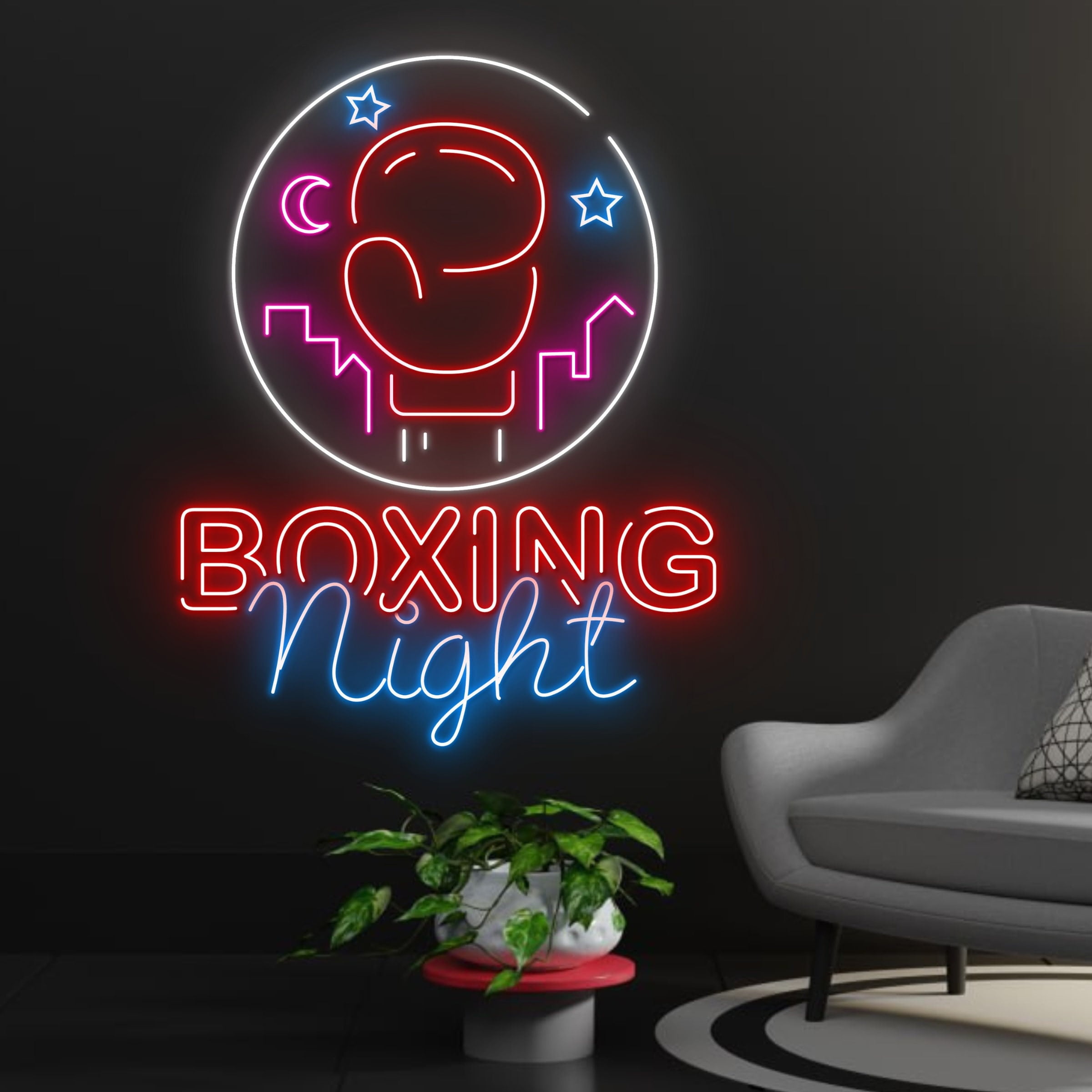 Handmadetneonsign Boxing Night Neon Sign, Boxing Gloves Led Sign ...