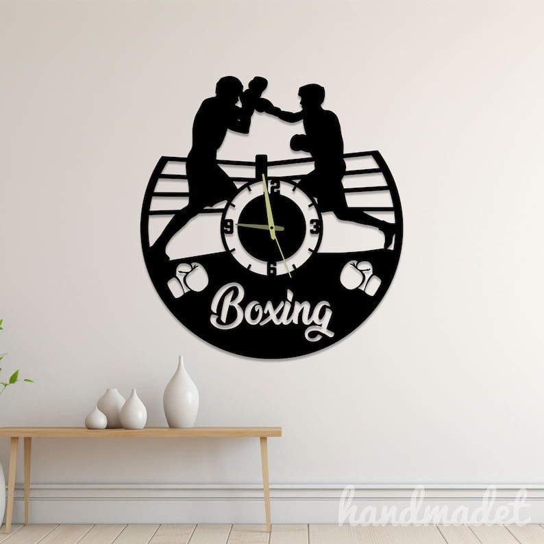 Handmadetneonsign Boxing Wall Clock Unique, Text Oversize Wall Clock ...