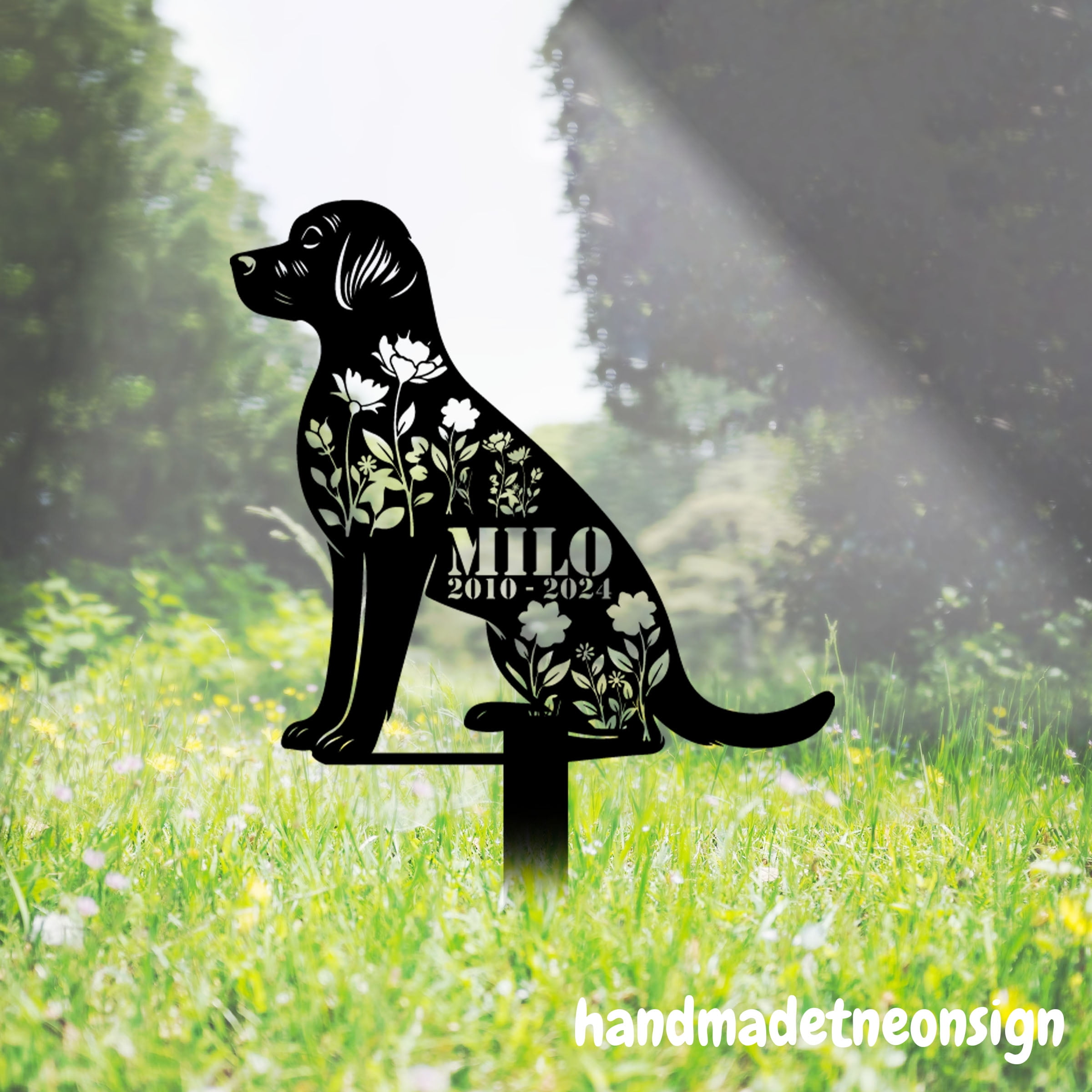 Handmadetneonsign Bracco Italiano Dog Memorial Stake, Dog Metal Stakes, Dog Grave Garden Yard ...