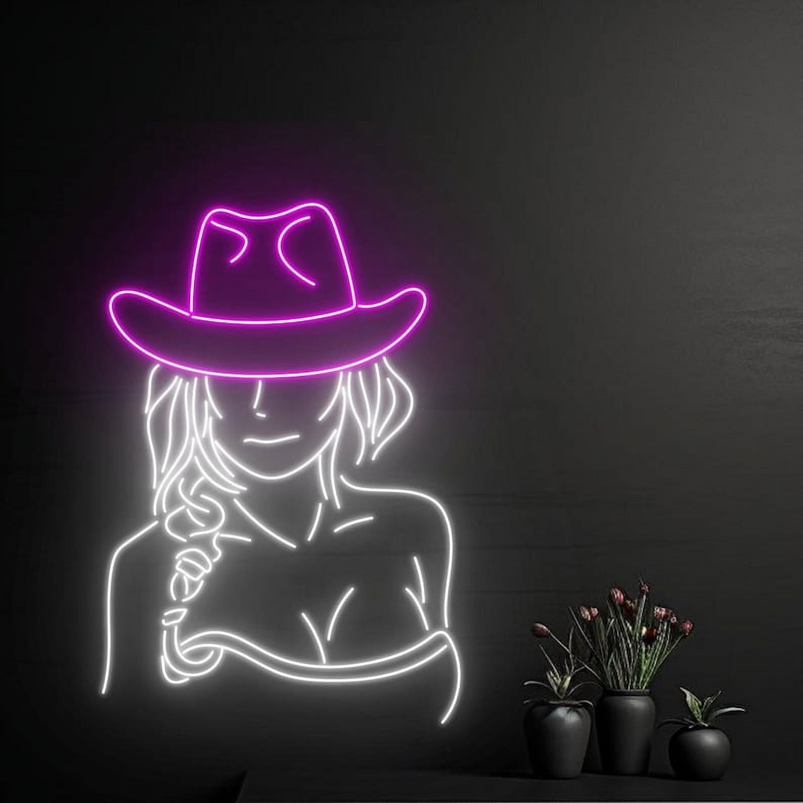 Handmadetneonsign Braided Hair Cowgirl Led Sign, Cowboy Girl Neon Sign ...