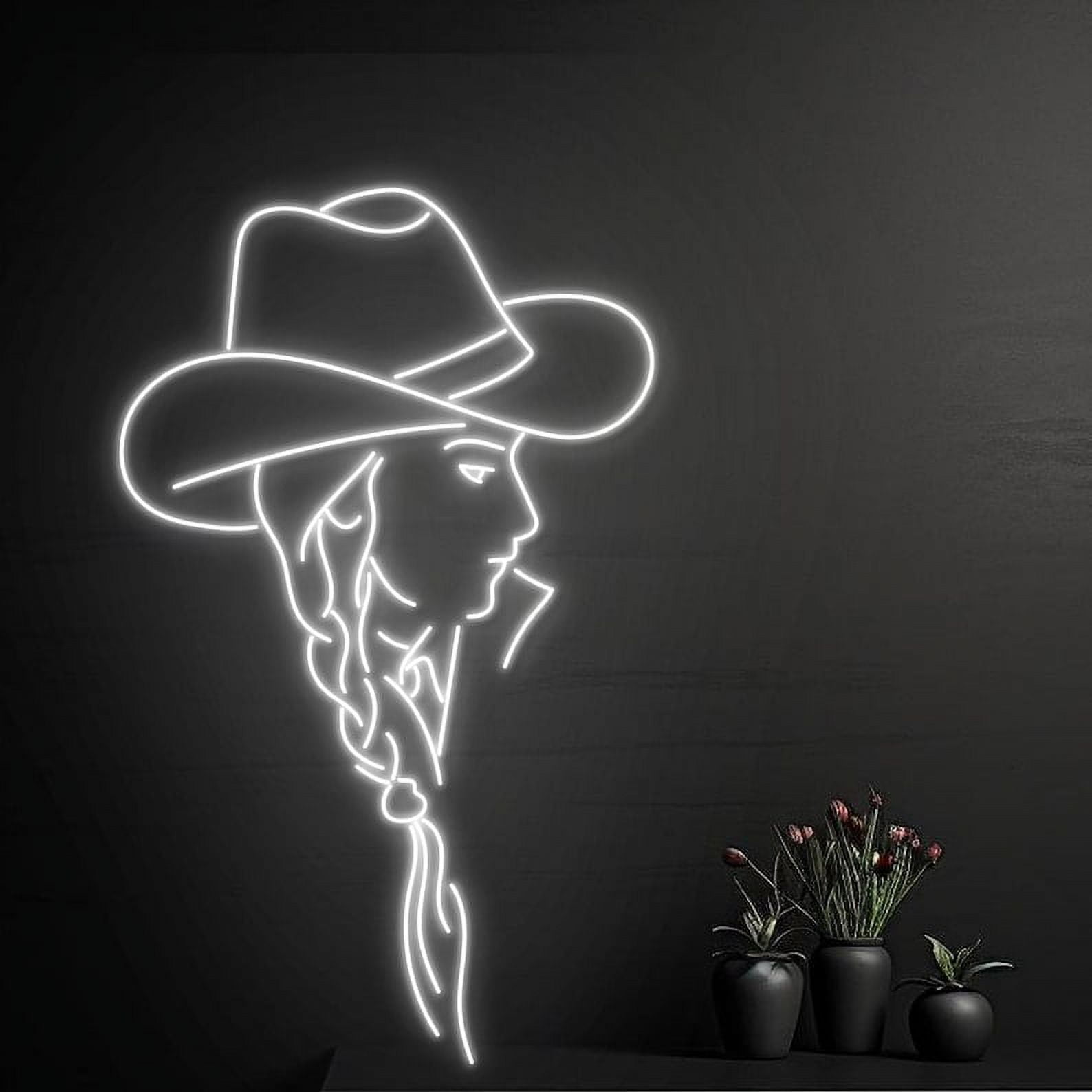 Handmadetneonsign Braided Hair Cowgirl Led Sign, Cowgirl Neon Sign ...