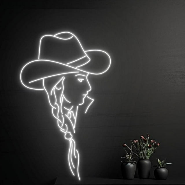 Handmadetneonsign Braided Hair Cowgirl Led Sign, Cowgirl Neon Sign ...