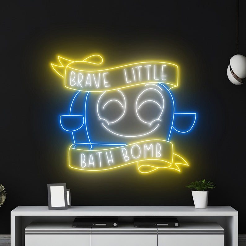 Handmadetneonsign Brave Little Bath Bomb Neon Sign, Bathroom Art Decor ...