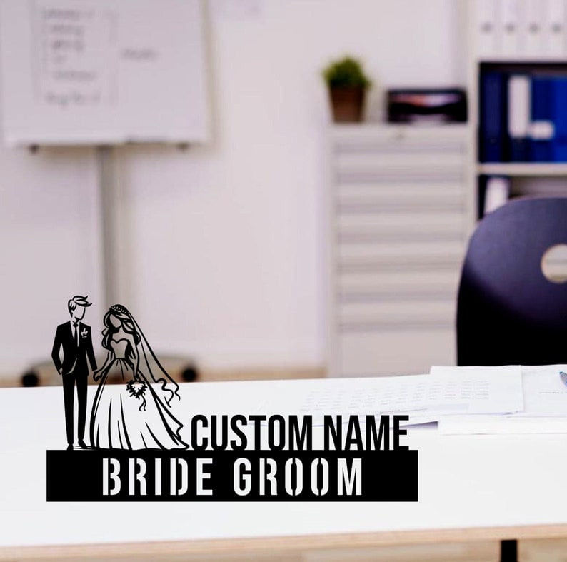 Handmadetneonsign Bride Groom Nameplate, Bride Groom Desk Nameplate ...