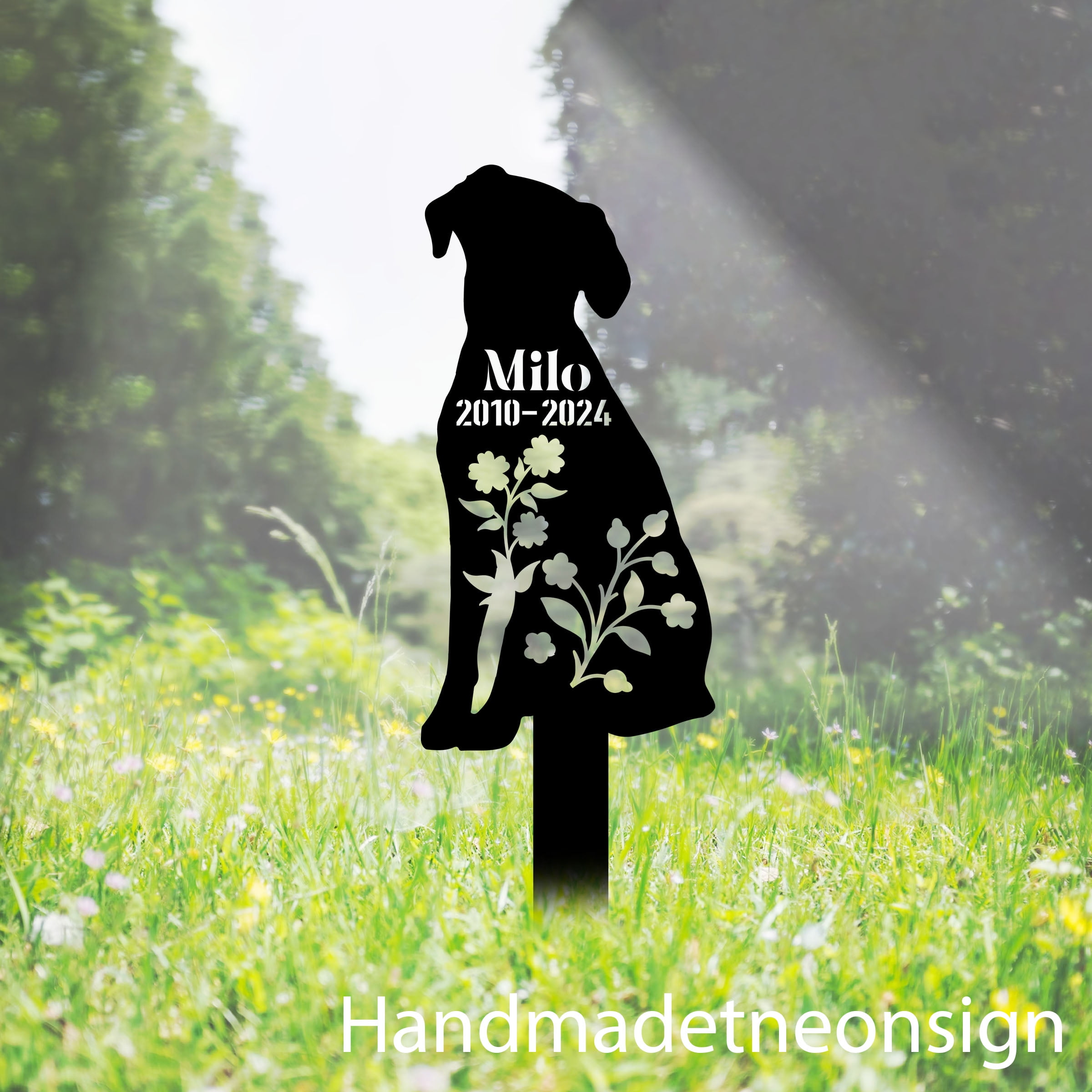 Handmadetneonsign Brittany Dog Metal With Stake, Dog Metal Name Sign ...