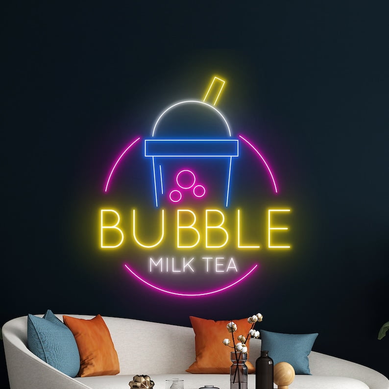 Handmadetneonsign Bubble Milk Tea Wall Art, Milk Tea Wall Decor, Boba ...