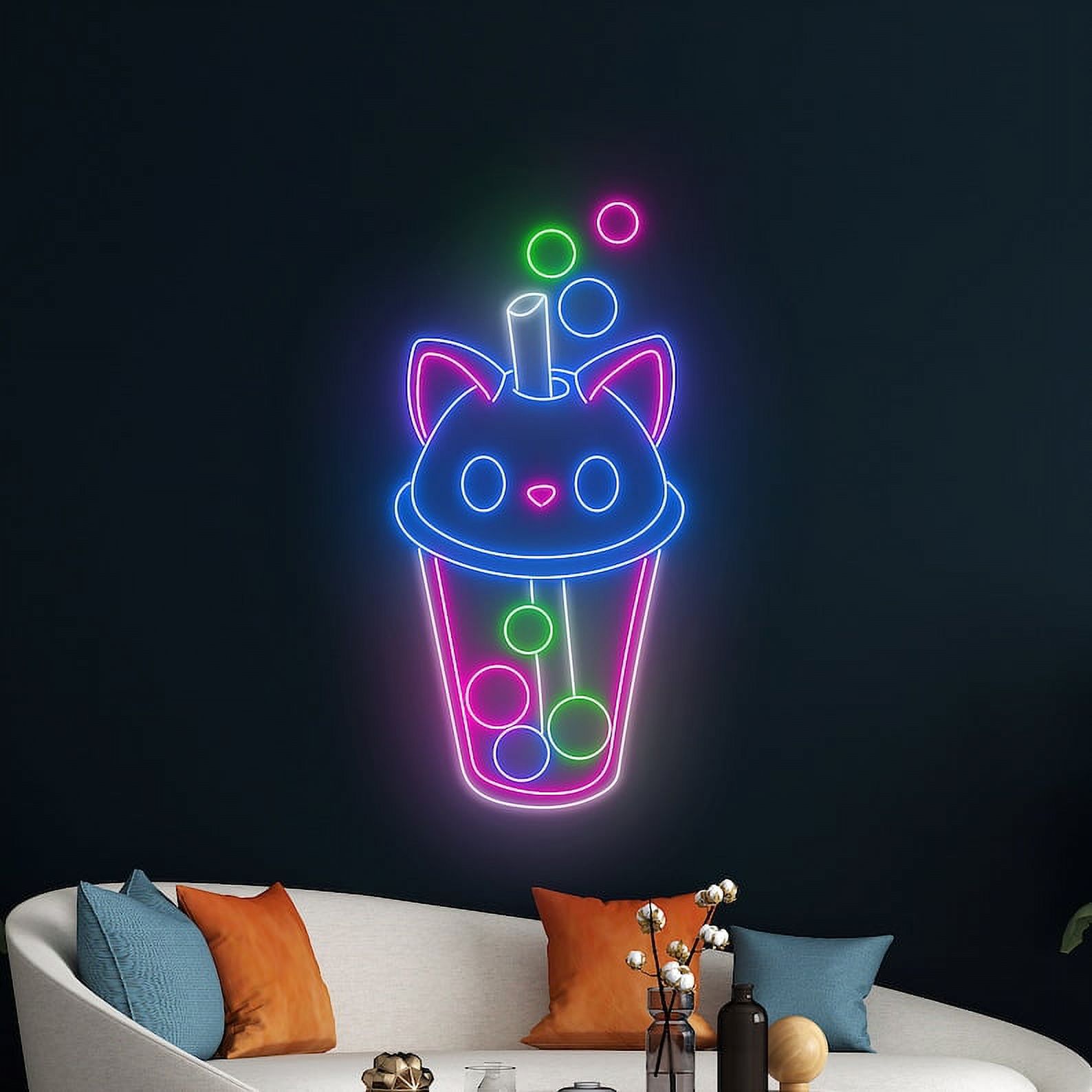 Handmadetneonsign Bubble Tea Logo Wall Art, Boba Tea Wall Decor, Milk ...