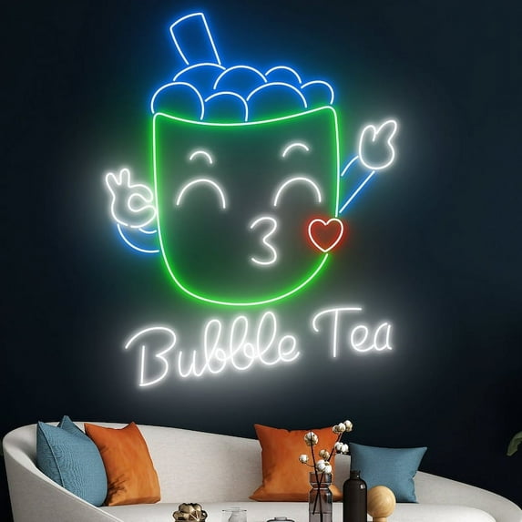 Handmadetneonsign Bubble Tea Neon Sign, Boba Tea Neon Light, Milk Tea ...