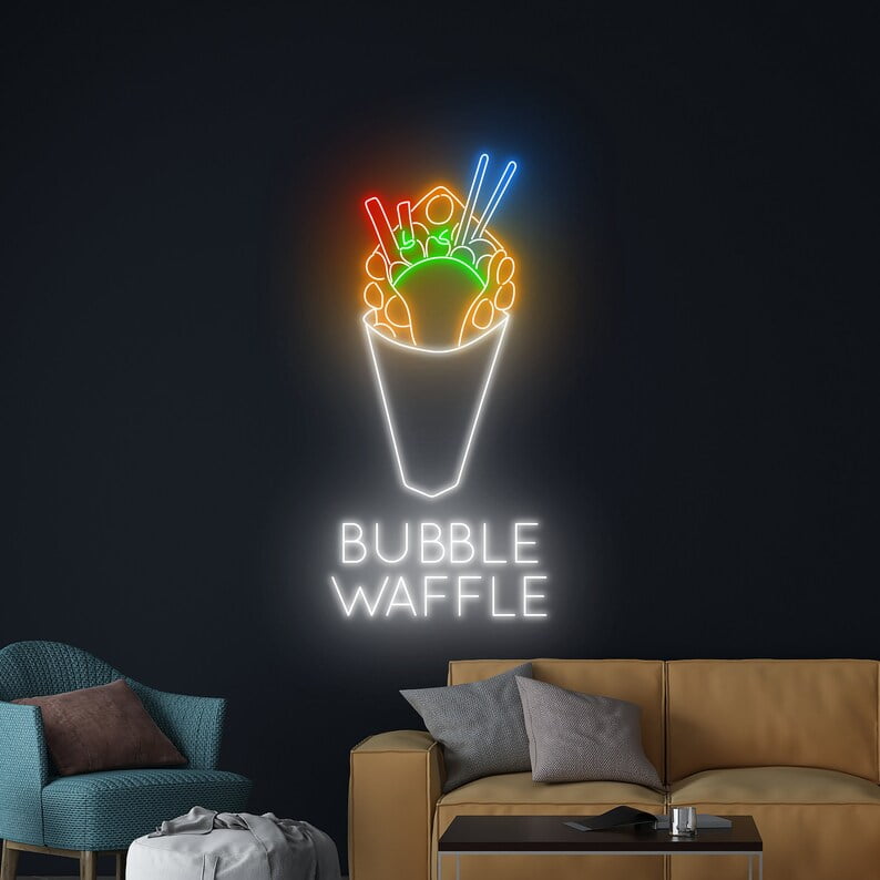 Handmadetneonsign Bubble Waffle Neon Sign, Bubble Waffle Neon Led Art ...