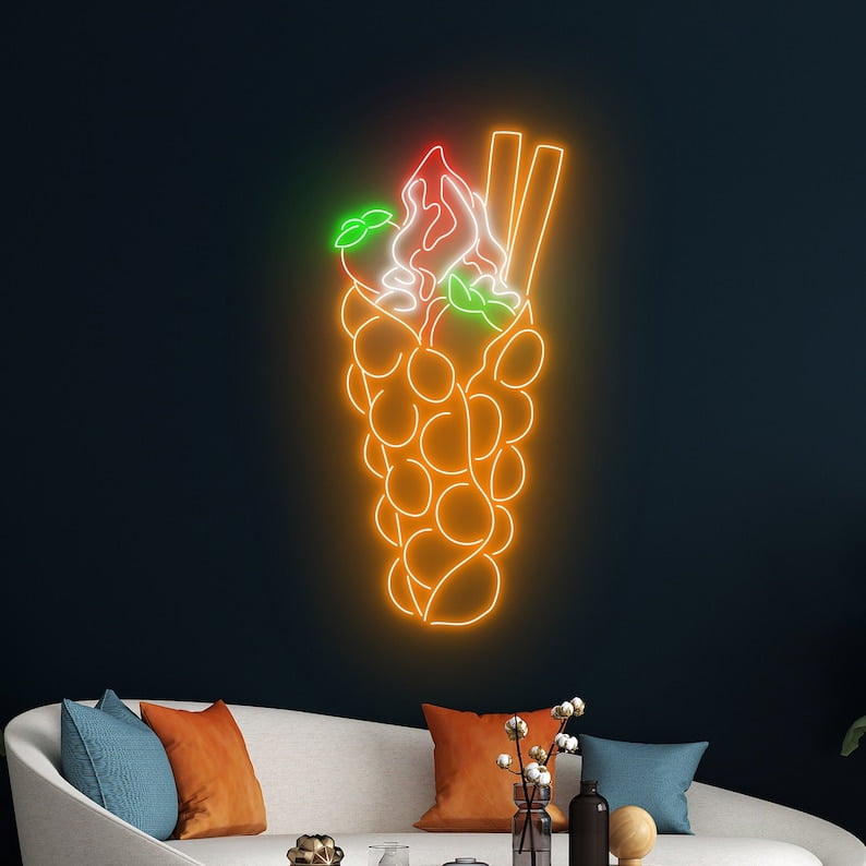 Handmadetneonsign Bubble Waffle Neon Sign, Waffles Cake Wall Art Decor ...