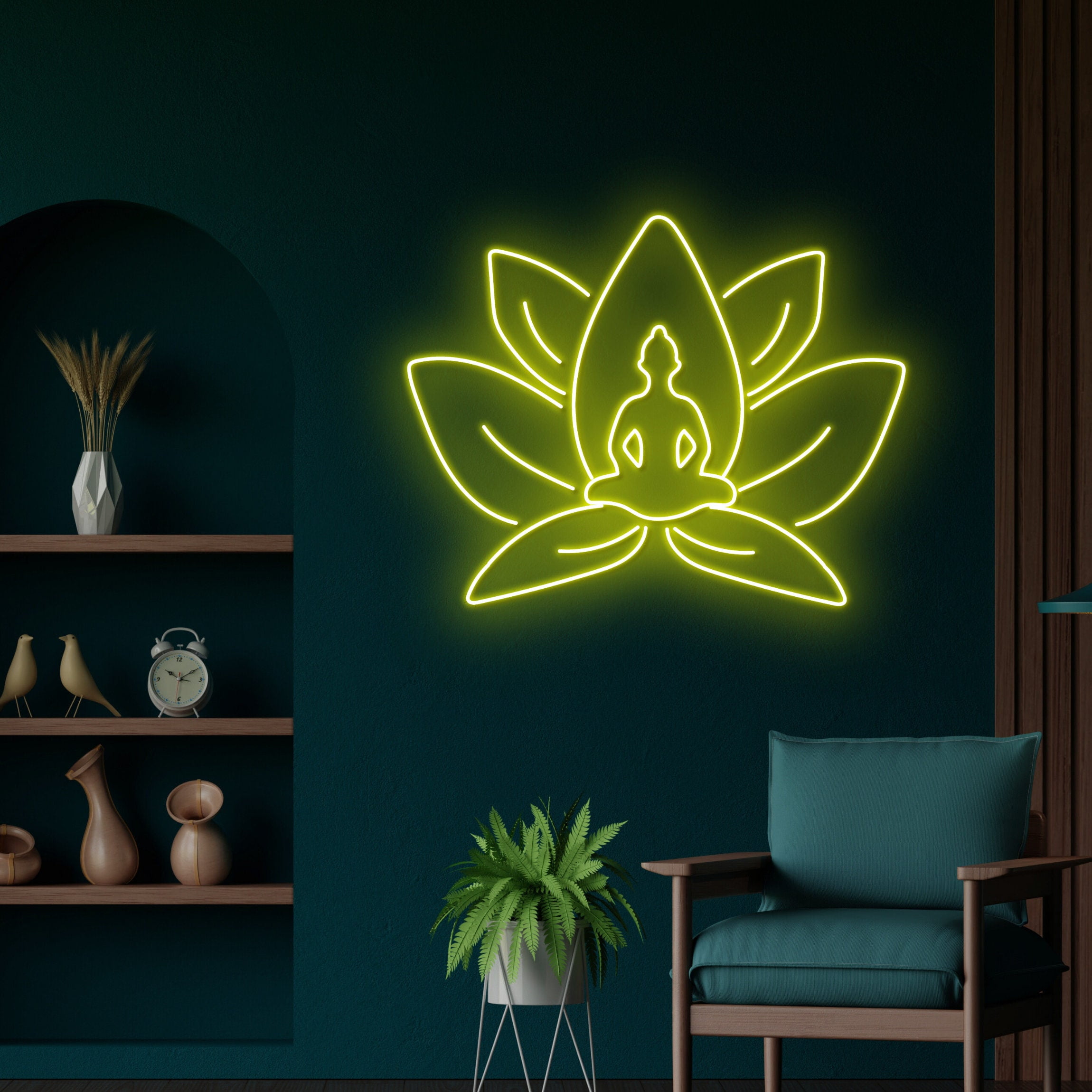 Handmadetneonsign Buddha Lotus Flower Neon Sign, Lotus Flower Neon ...