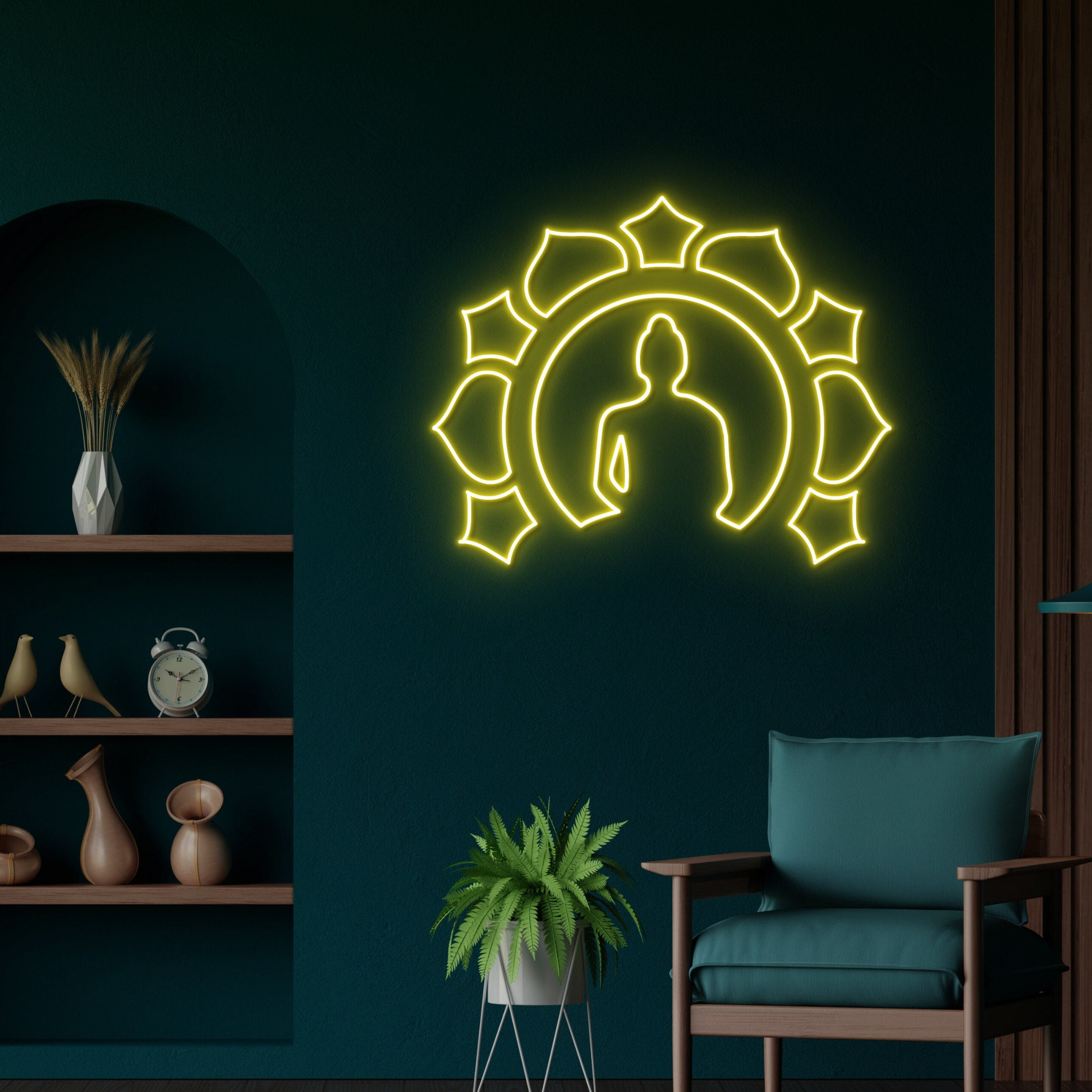 Handmadetneonsign Buddha Lotus Flower Neon Sign, Lotus Flower Neon ...