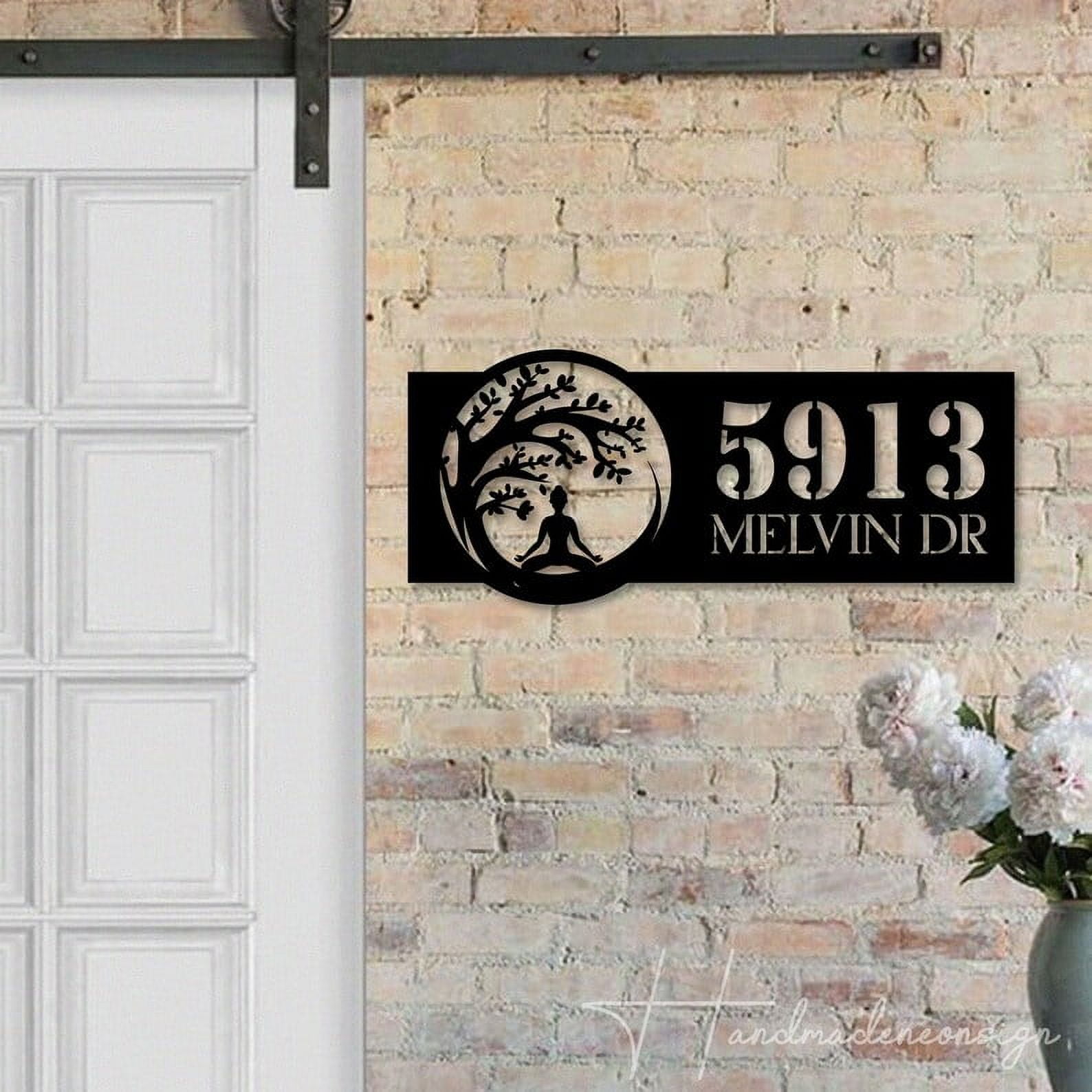 Handmadetneonsign Buddha Tree House Number Metal Wall Art LED Light ...