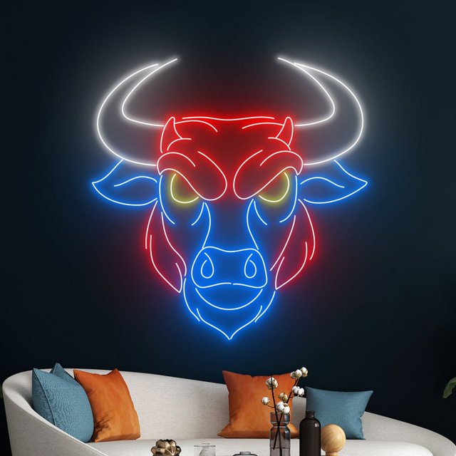 Handmadetneonsign Bull Head Neon Sign, Bull Horn Wall Art Decor, Texas ...
