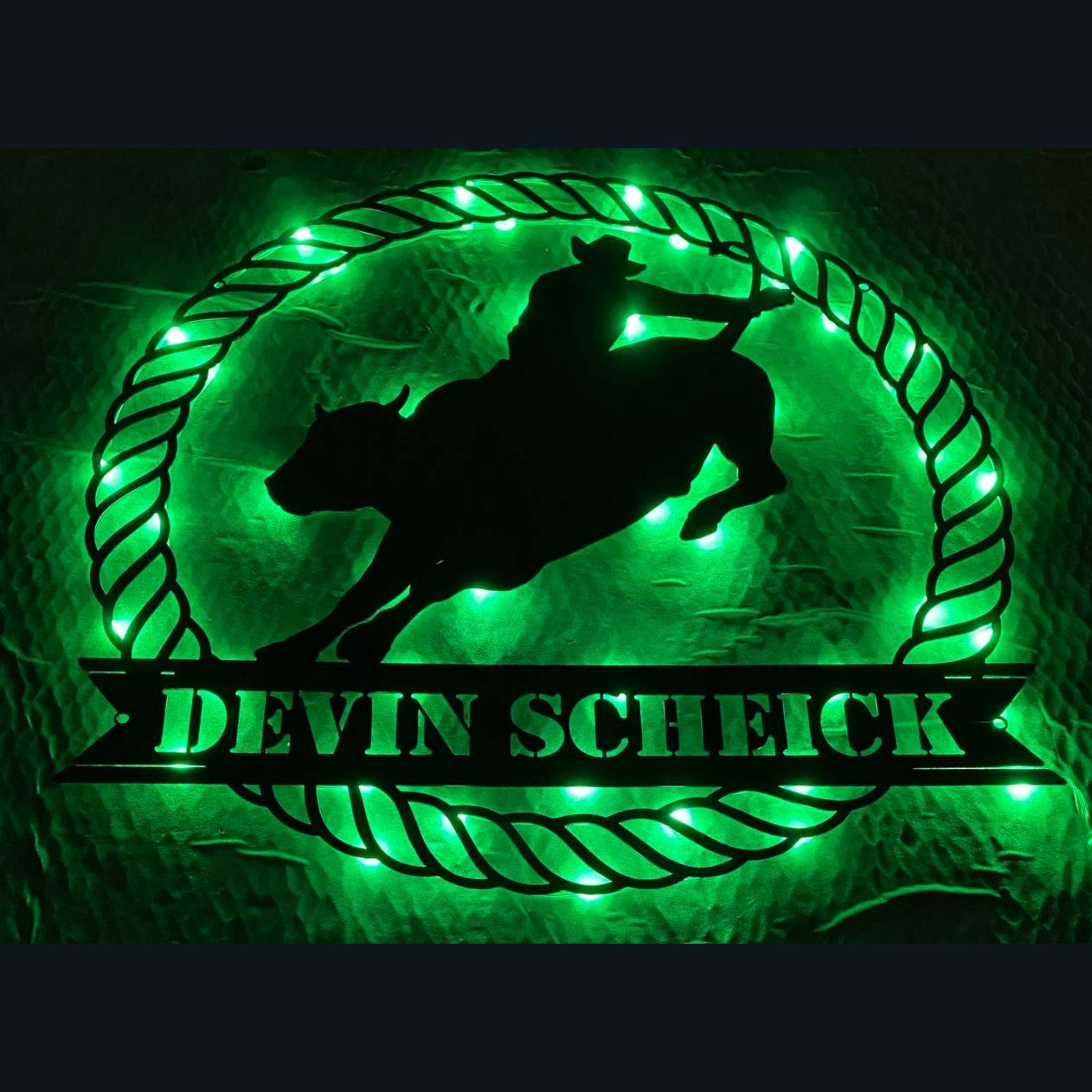 Handmadetneonsign Bull Rider Metal Wall Art Light, Bull Rider Metal ...