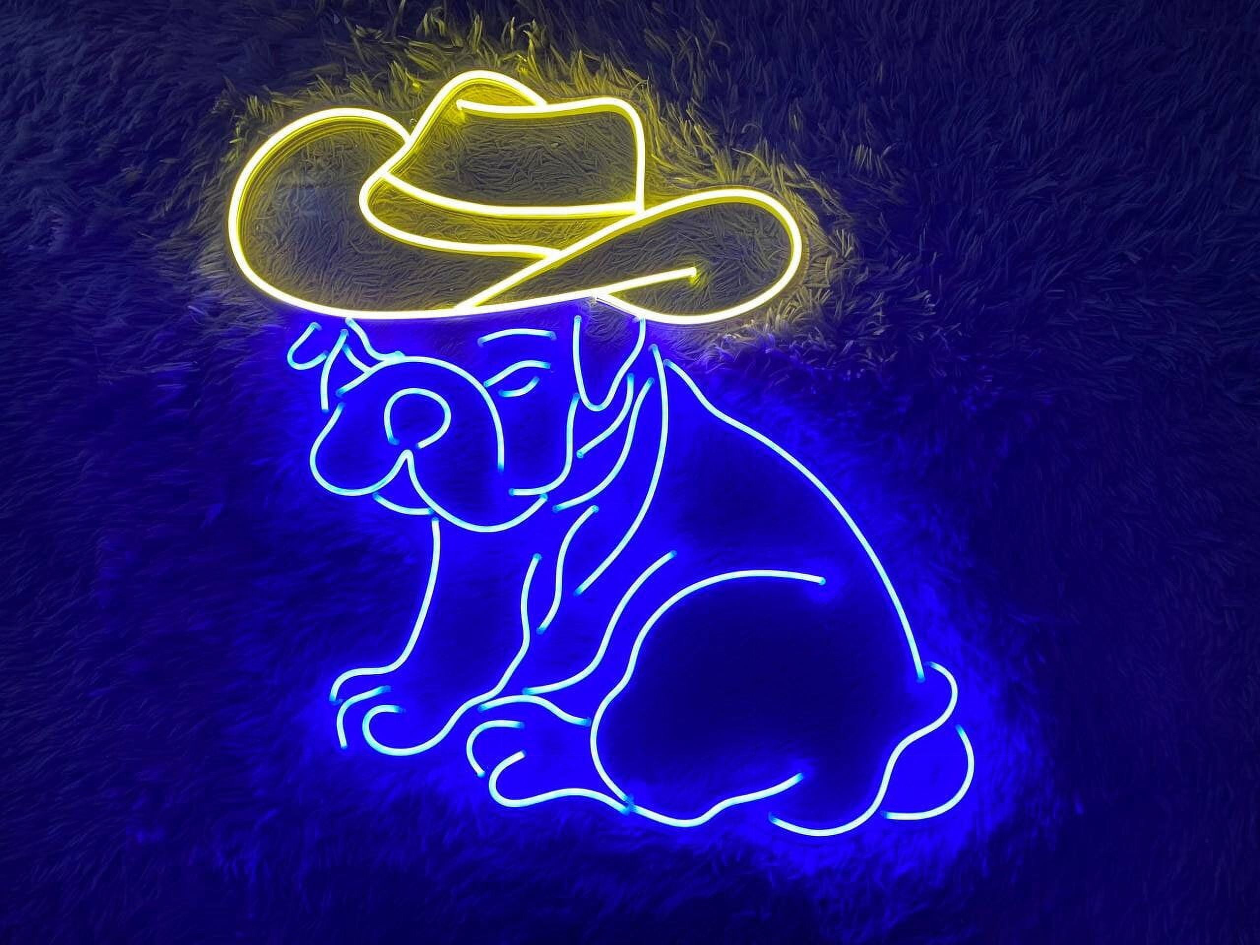 Handmadetneonsign Bulldog Cowboy Led Sign, Bulldog Neon Sign, Wall ...