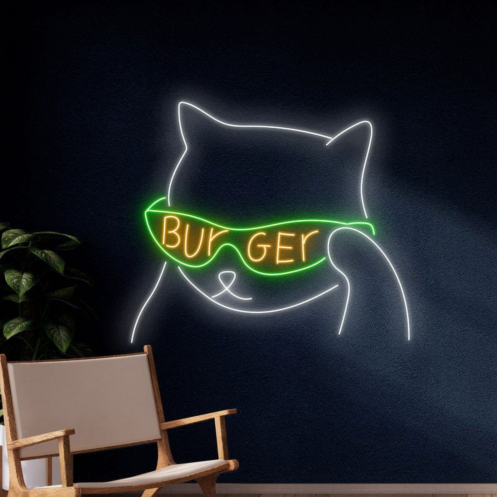 Handmadetneonsign Burger Cat Neon Sign, Taco Burger Neon Light, Shop ...