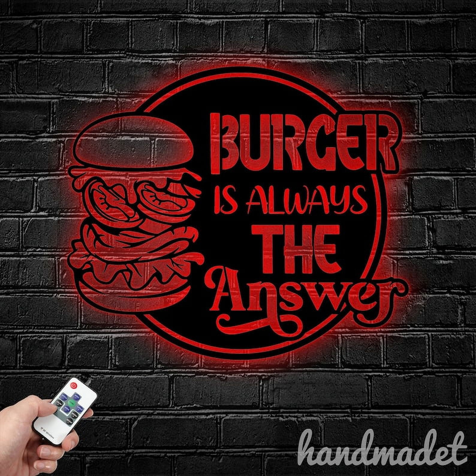 Handmadetneonsign Burger Is Always The Answer Metal Wall Art, Burger ...