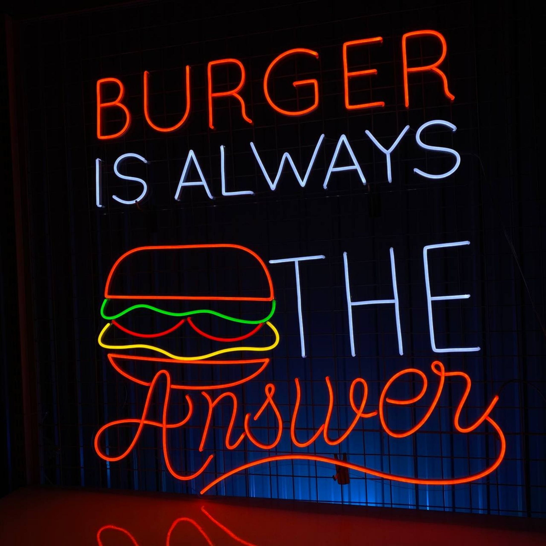 Handmadetneonsign Burger Is Always The Answer Neon Sign, Burger Store ...