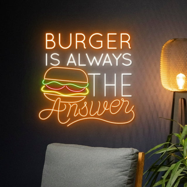 Handmadetneonsign Burger Is Always The Answer Neon Sign, Burgers Neon ...