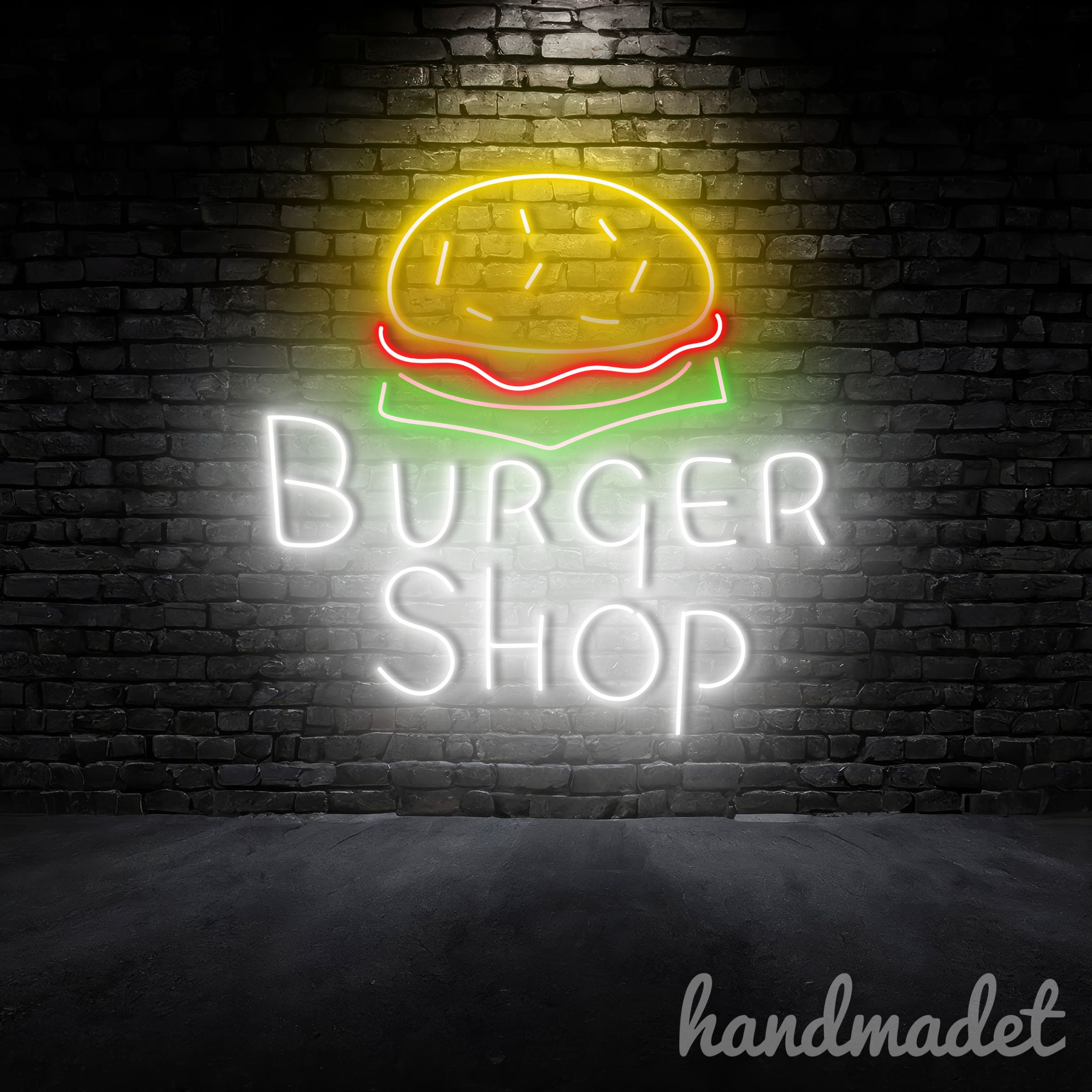 Handmadetneonsign Burger Neon Sign, Burger Food Wall Art Decor ...