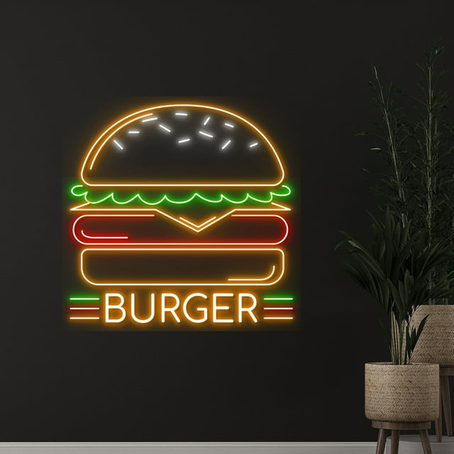 Handmadetneonsign Burger Neon Sign, Burger Neon Light, Burger Led Light ...